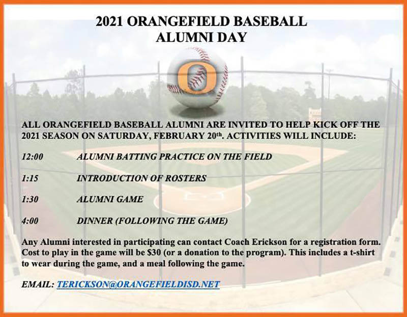 Orangefield Baseball Alumni Day set - Orange Leader | Orange Leader